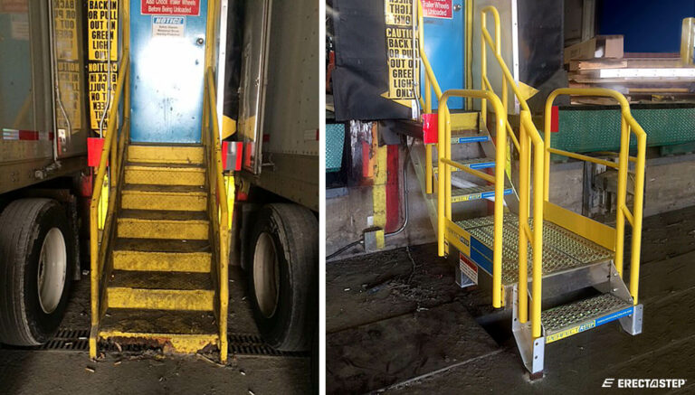 ErectaStep Loading Dock Stairs - Before and After - ErectaStep