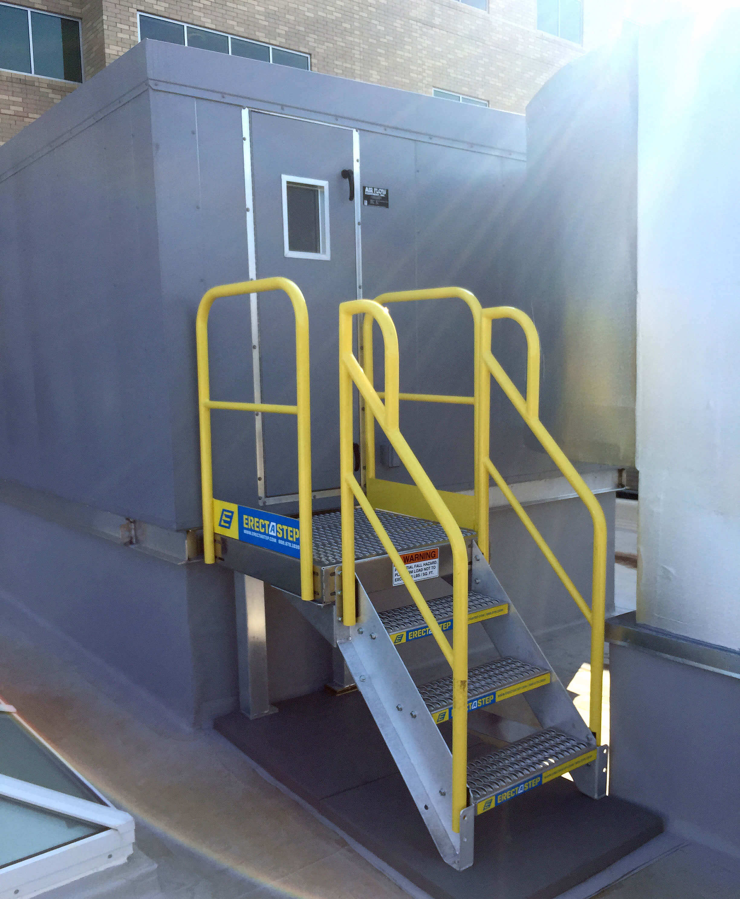 3 Step Access Metal Stair Installation For Hospital Rooftop - ErectaStep
