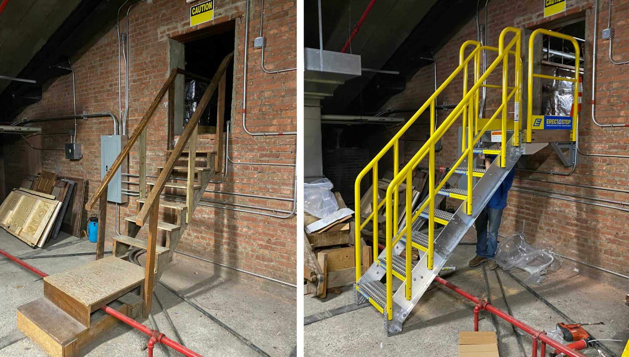 Replacing Wood Stair with ErectaStep Metal Access Stair - ErectaStep