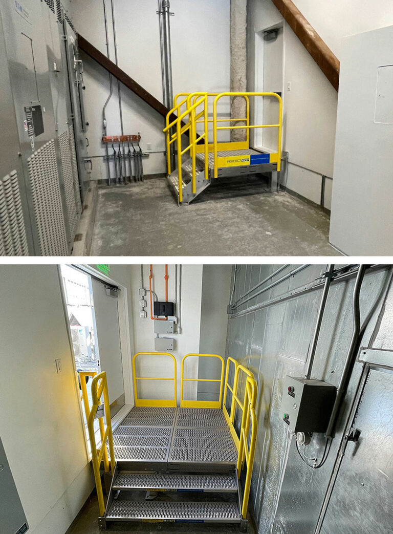 ErectaStep metal stair installation for equipment room - ErectaStep