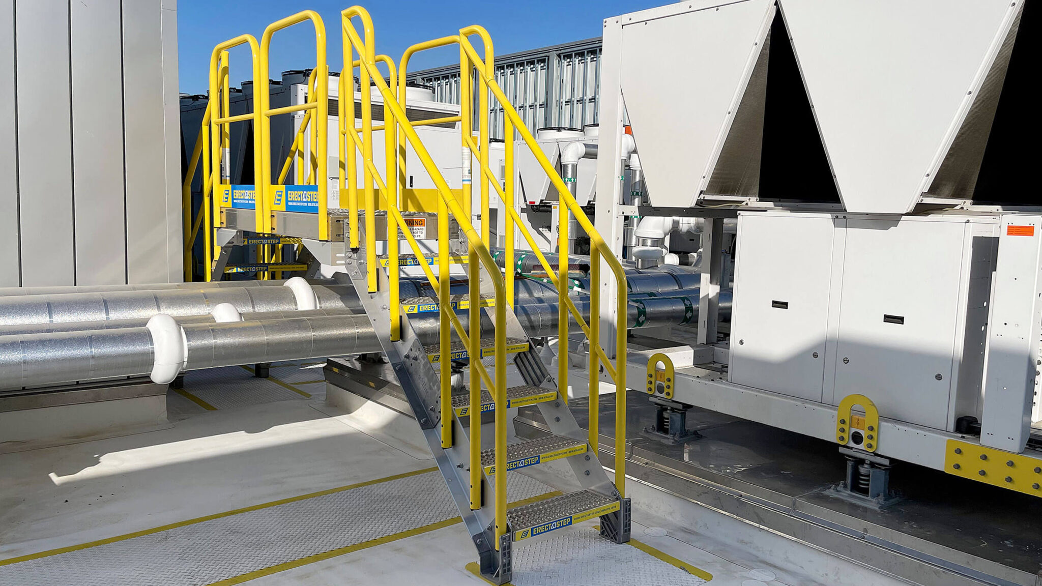 Rooftop stairs, crossovers, catwalks non-penetrating mounted solutions