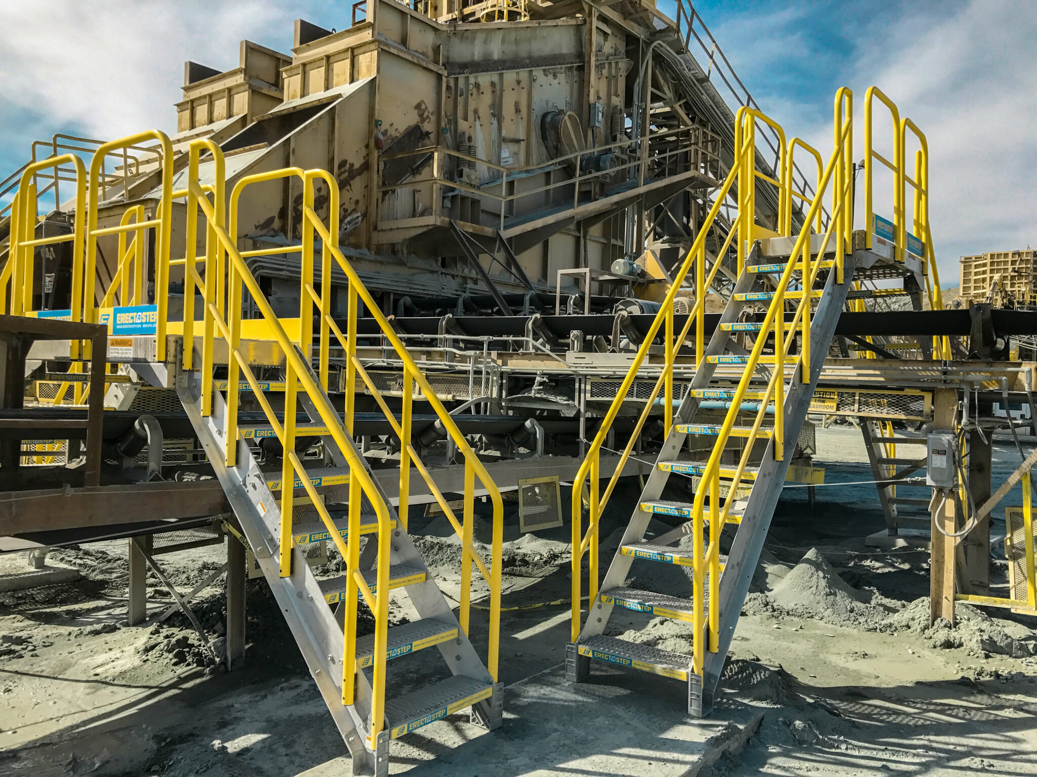 Erectastep dual industrial Crossover stairs over Cement Conveyor Belt ...