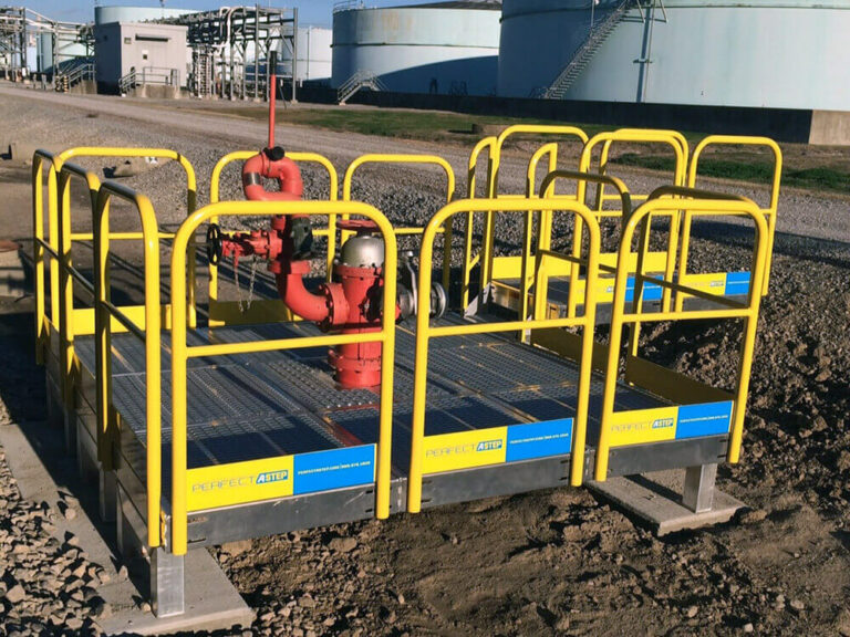 Work Platform With Guardrails and Precast Concrete Pads - ErectaStep