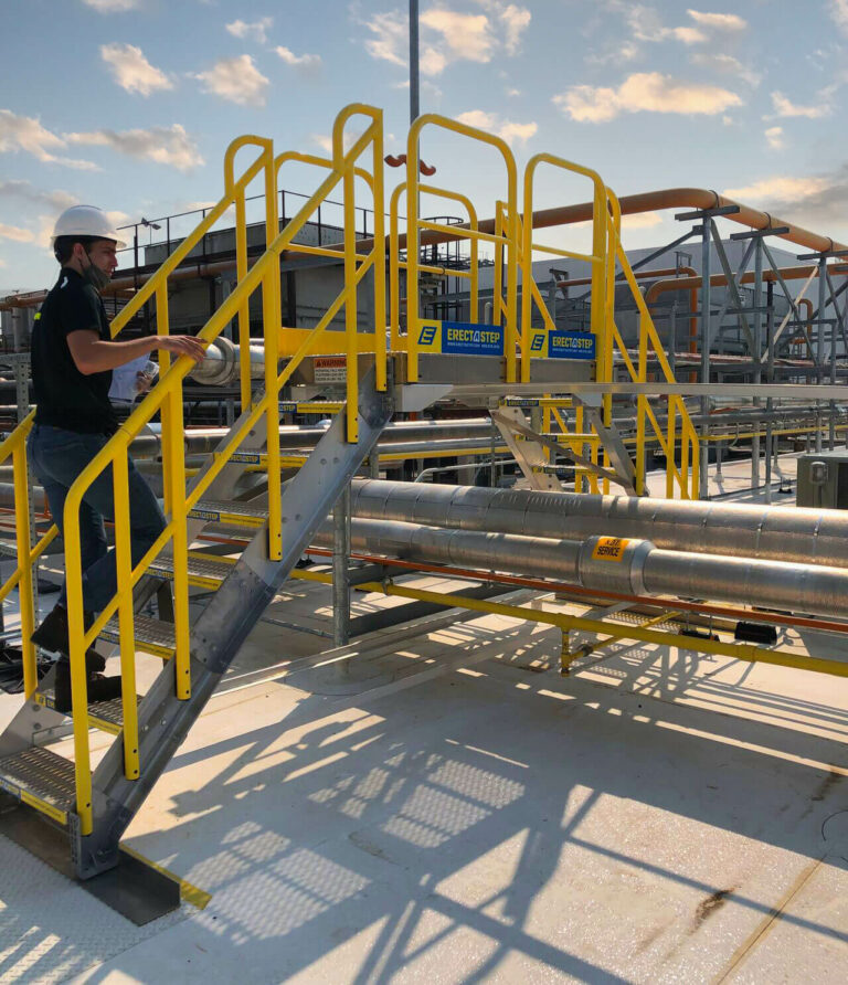 Rooftop crossover stair installation - ErectaStep
